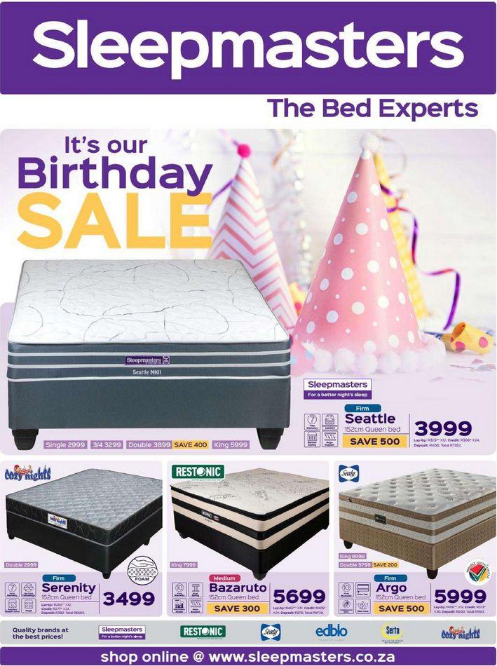 Sleepmasters : Birthday Sale (20 May - 30 May 2021) — m.guzzle.co.za