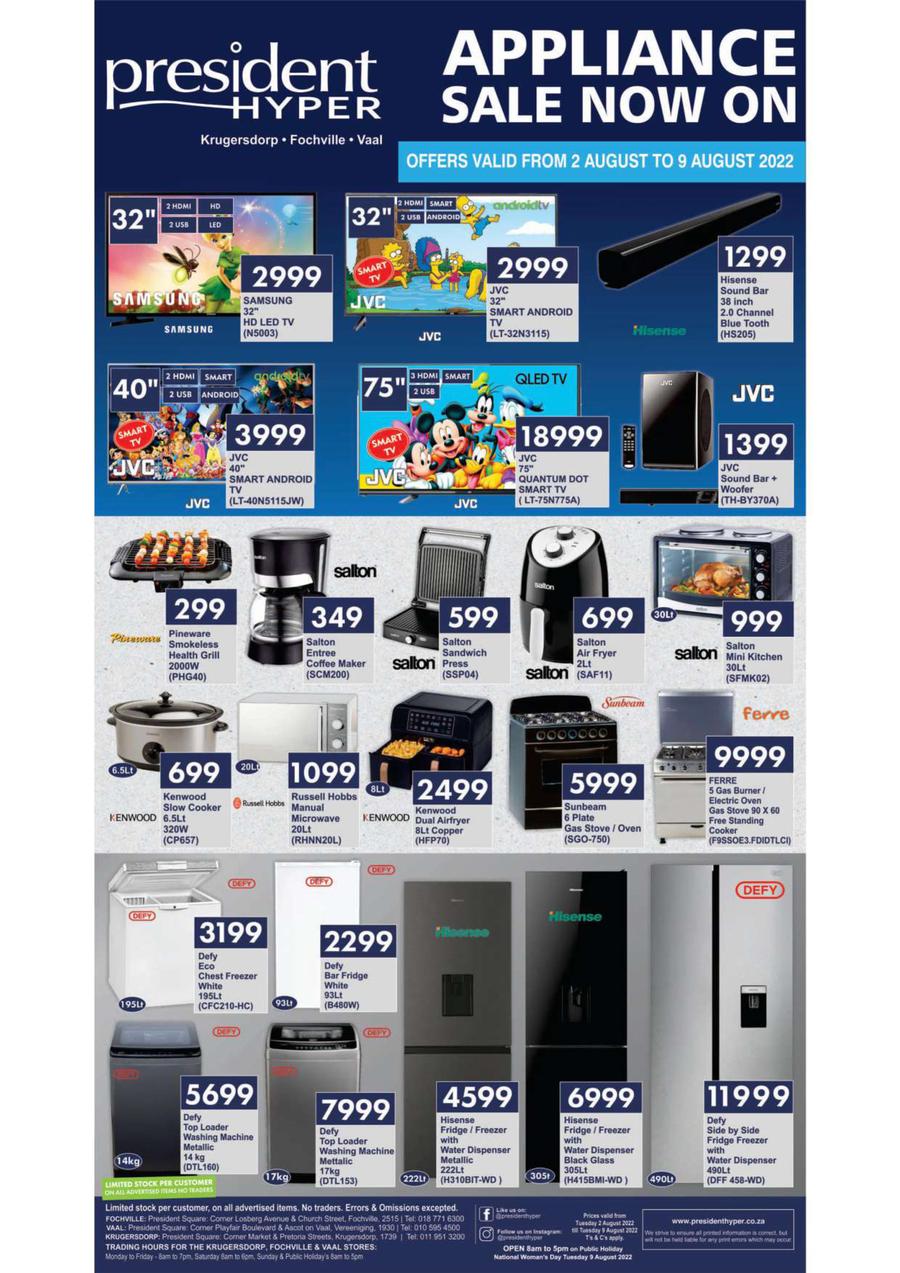 President Hyper : Appliance Sale (2 August - 9 August 2022) — m.guzzle ...