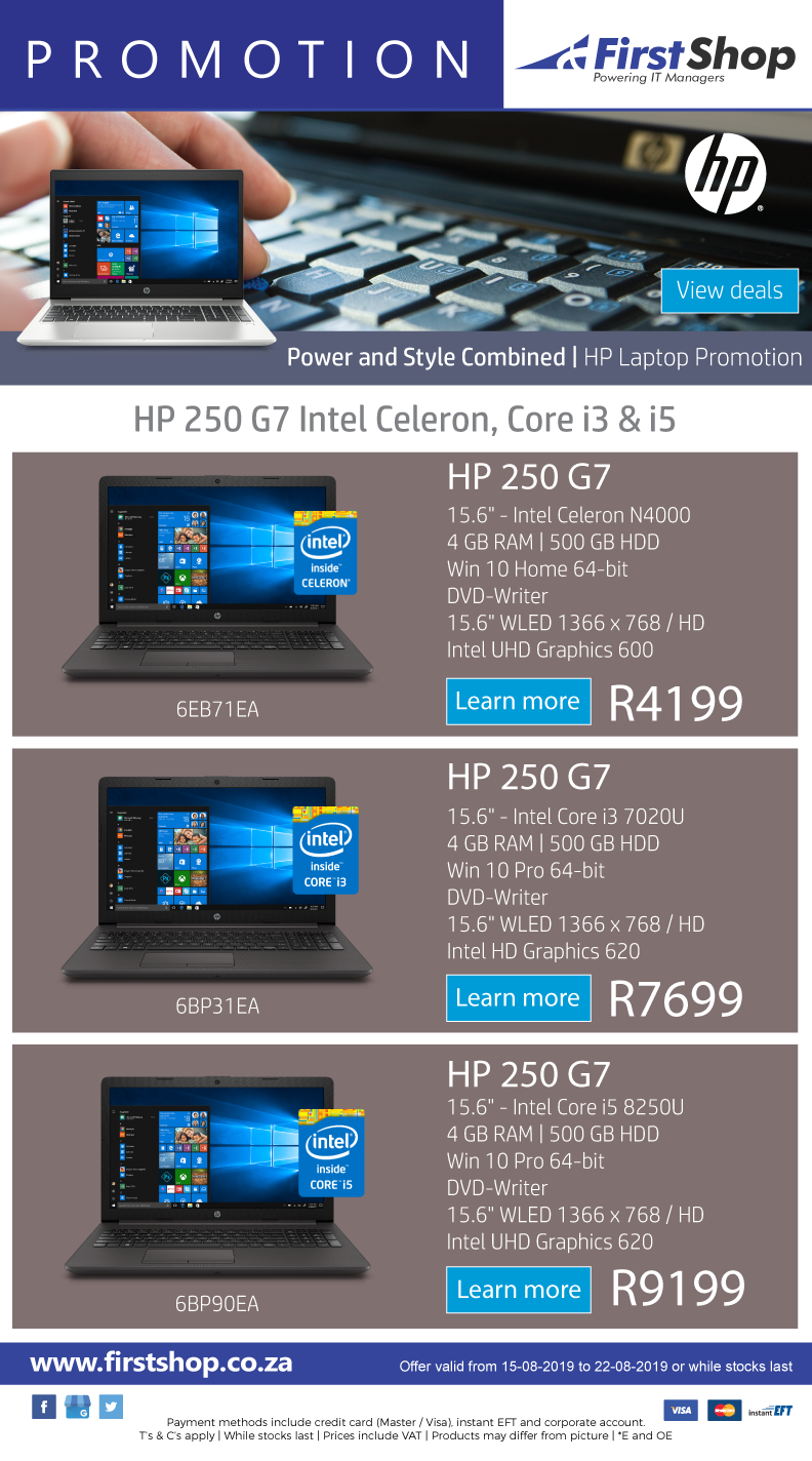 First Shop : HP Laptop Promo (15 Aug - 22 Aug 2019) — m.guzzle.co.za