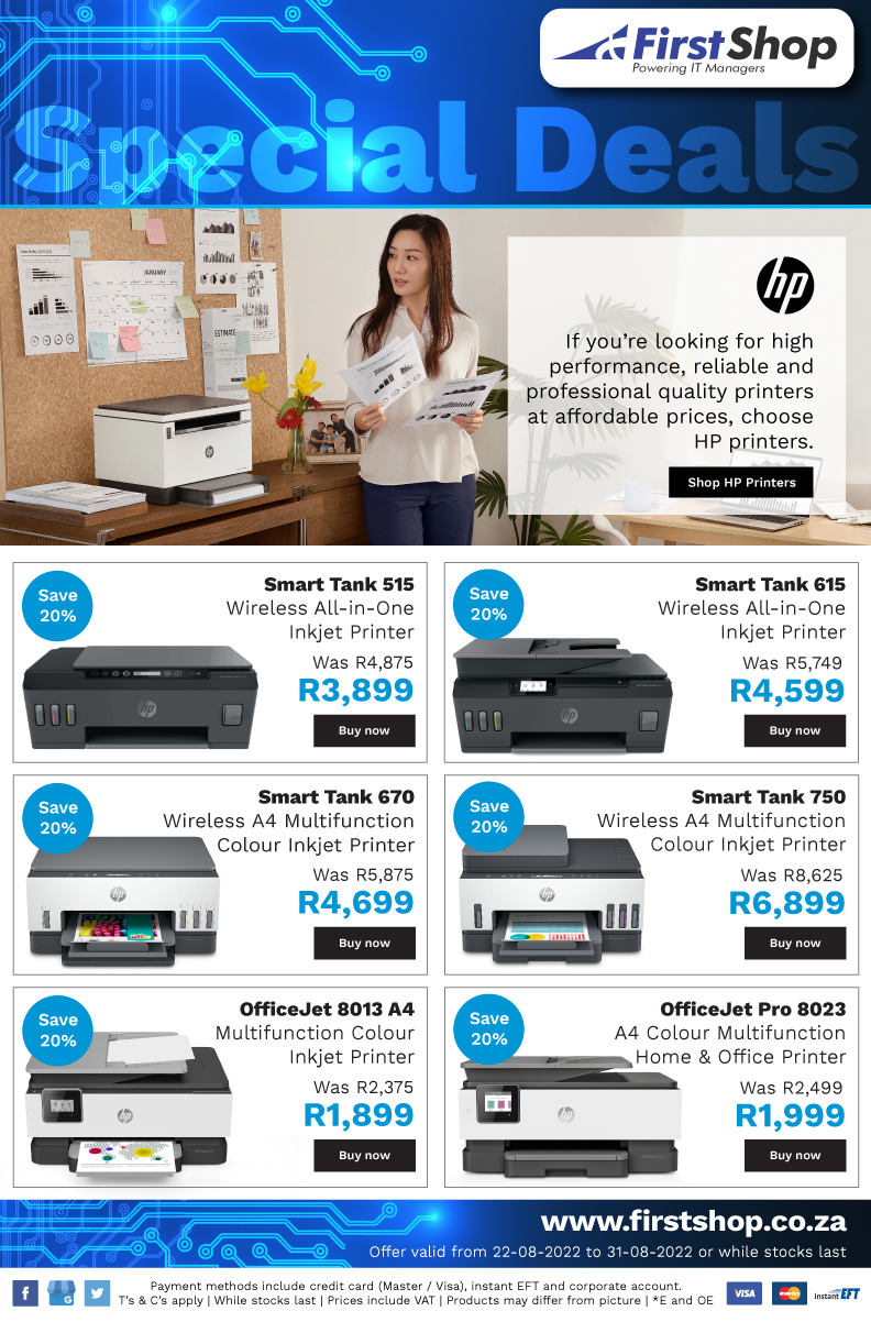 First Shop : HP Printers (22 August - 31 August 2022) — m.guzzle.co.za