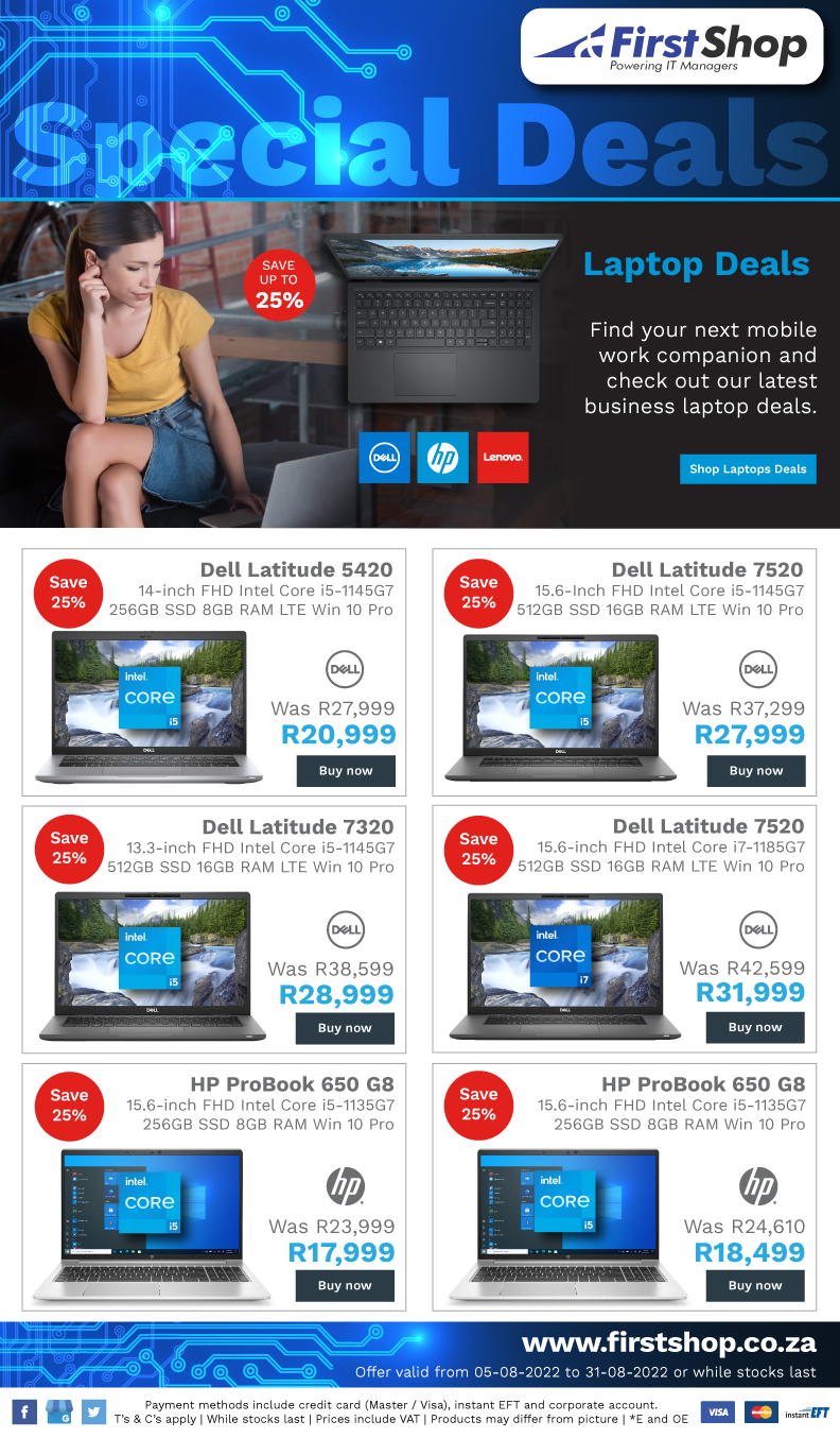 First Shop : Laptop Deals (05 August - 24 August 2022) — www.guzzle.co.za