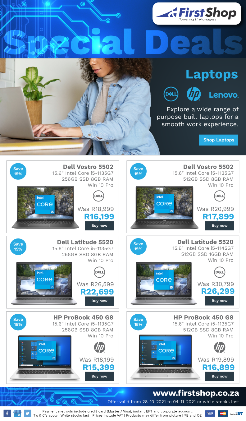 First Shop : Laptop Promo (28 October - 4 November 2021) — m.guzzle.co.za
