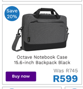Special Targus Octave Notebook Case 15.6" Backpack Black — www.guzzle.co.za