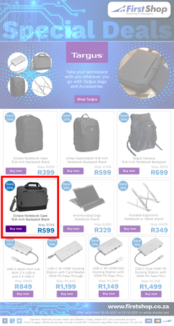 Special Targus Octave Notebook Case 15.6" Backpack Black — www.guzzle.co.za