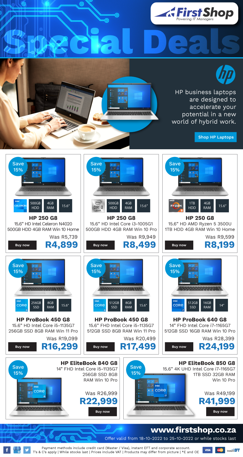 First Shop : HP (18 October - 25 October 2022) — m.guzzle.co.za