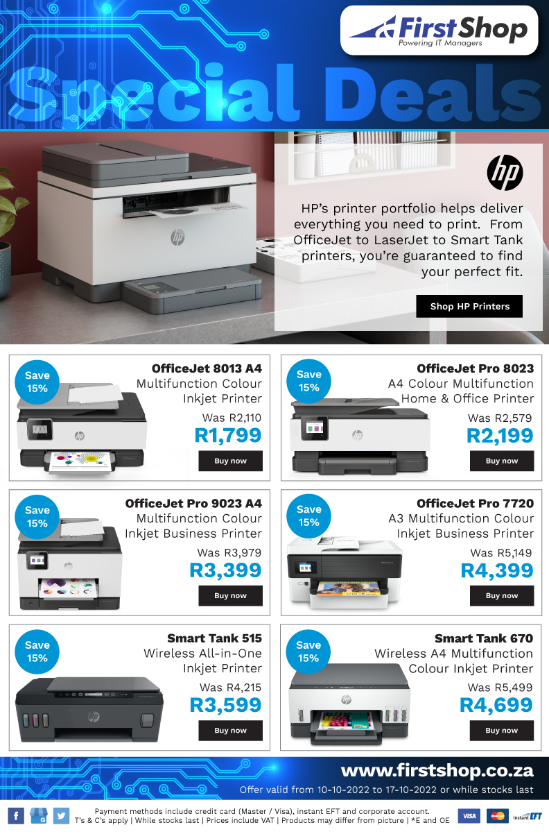 First Shop : HP Printers (10 October - 17 October 2022) — m.guzzle.co.za