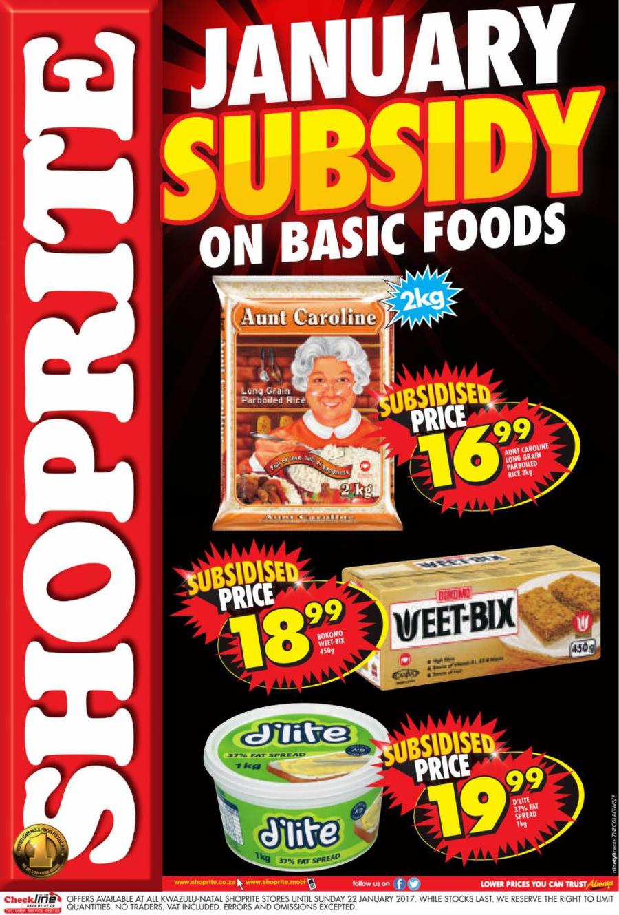 Shoprite KZN : January Subsidy (01 Jan - 22 Jan 2017) — m.guzzle.co.za