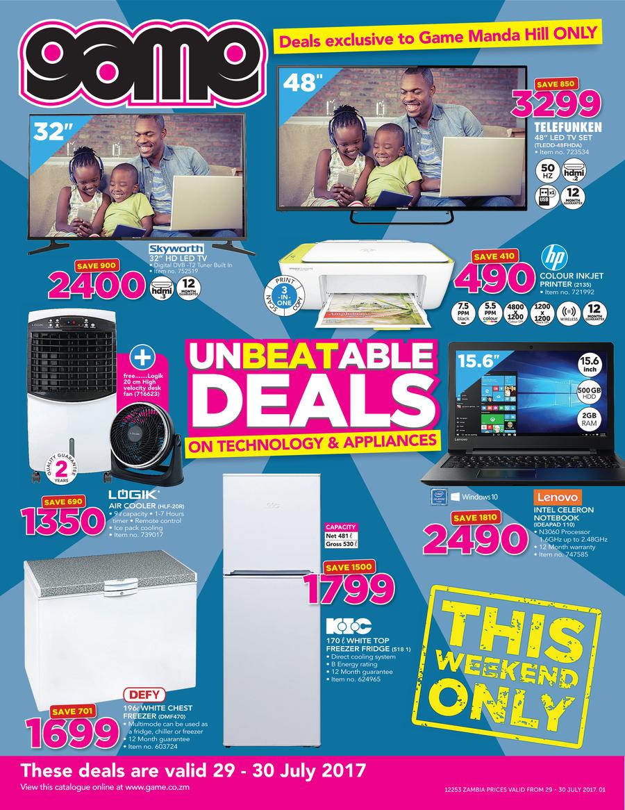 Game Zambia : Manda Hill Unbeatable Deals on Tech & Appliances (29 July ...