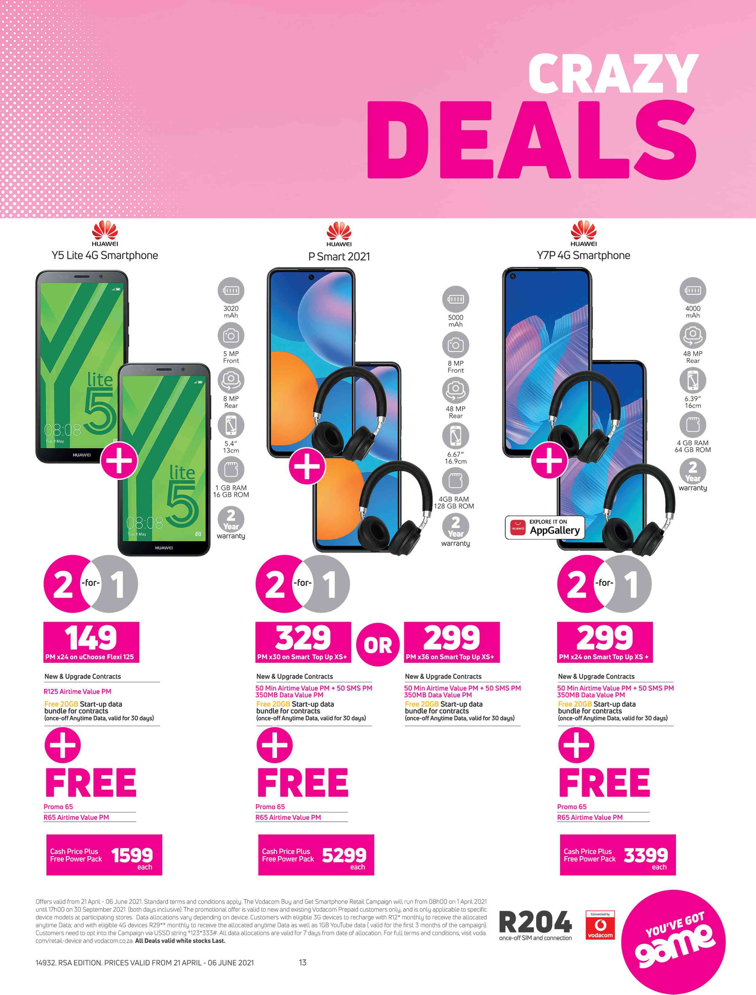 Special 2 x Huawei P Smart 2021-On Smart Top Up XS+ (30 Months) + Promo ...