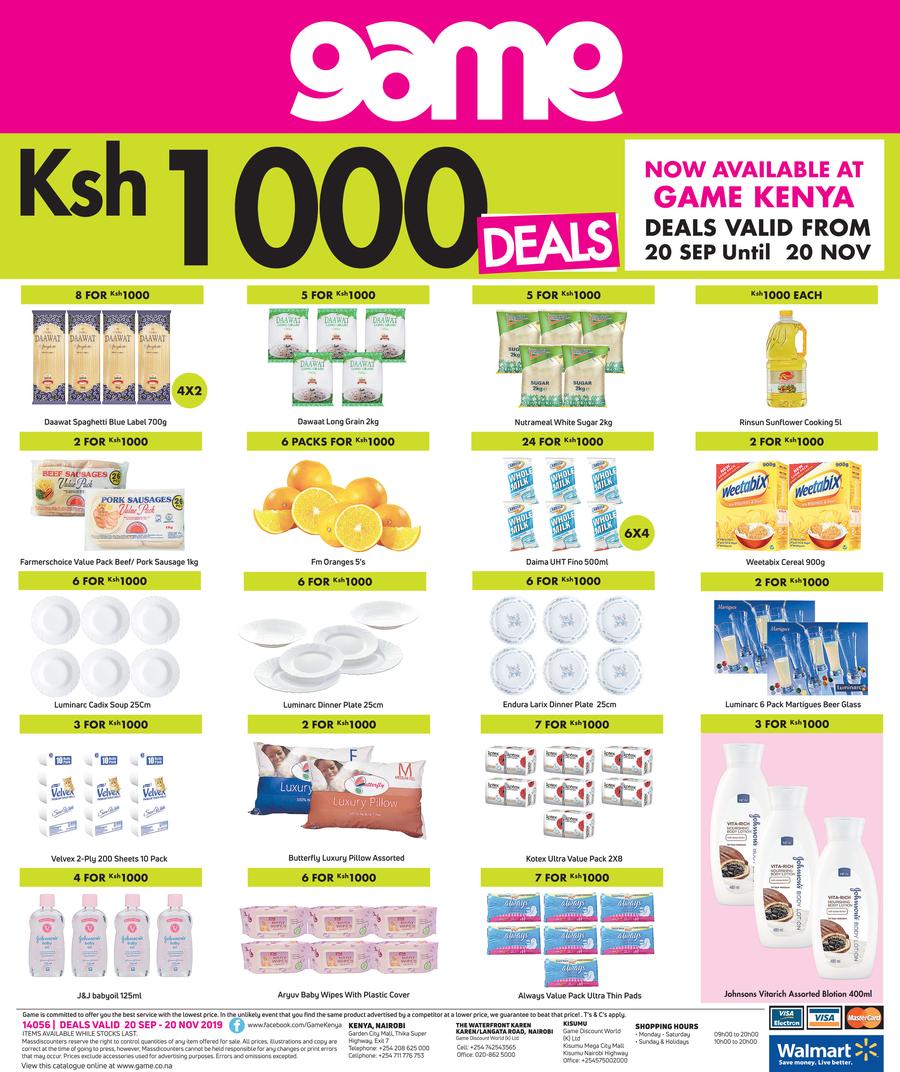 Game Kenya : Ksh1000 Deals (20 Sept - 20 Nov 2019) — m.guzzle.co.za