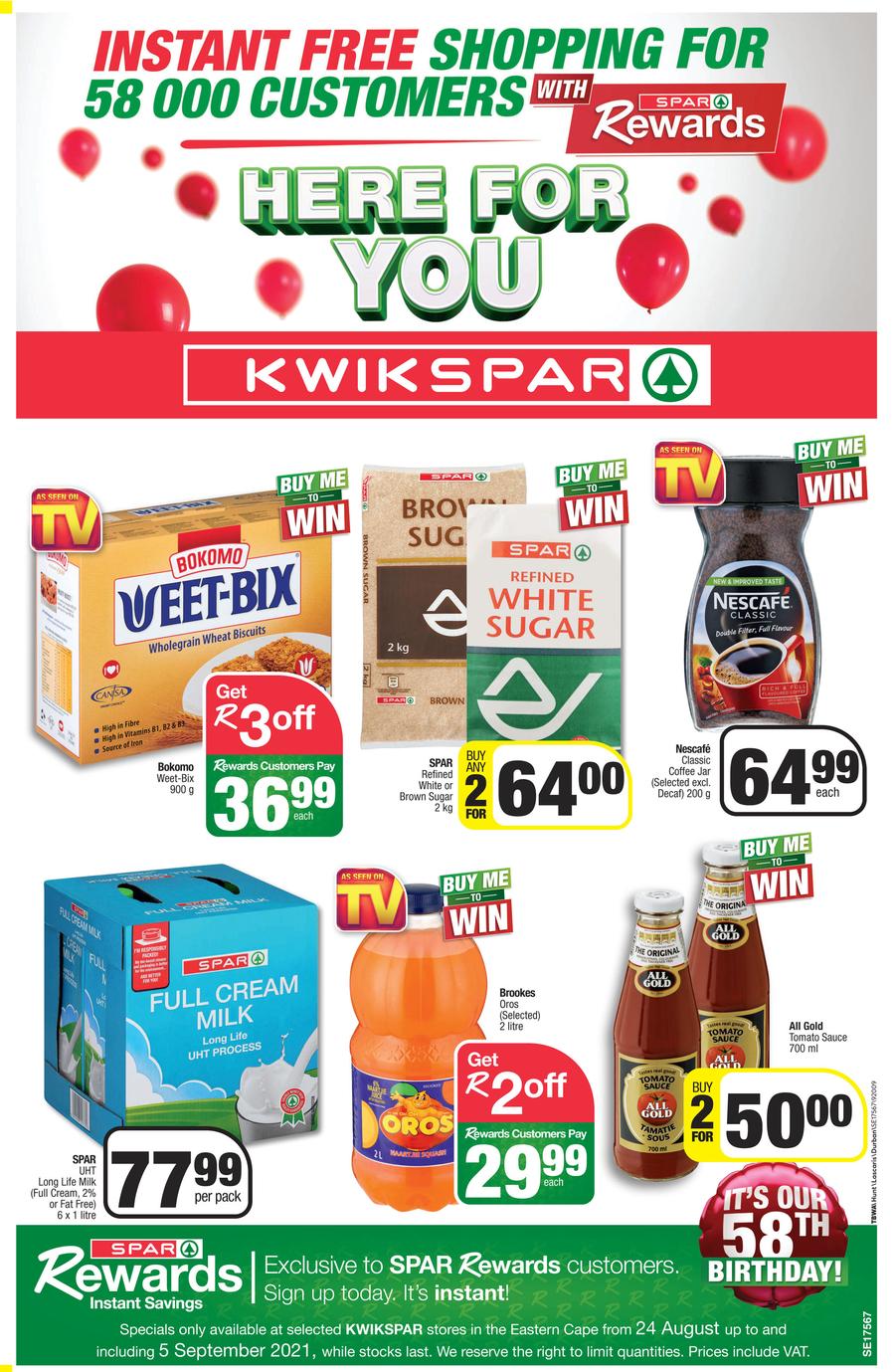 KWIKSPAR EASTERN CAPE : Here For you (24 August - 5 September 2021 ...