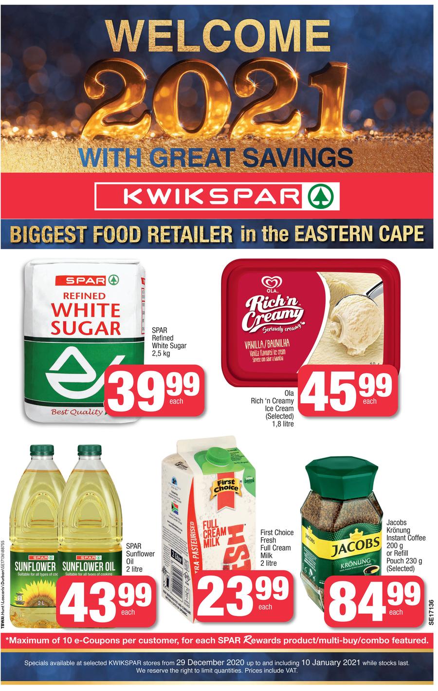 KWIK SPAR EASTERN CAPE : Welcome 2021 With Great Savings (29 December ...