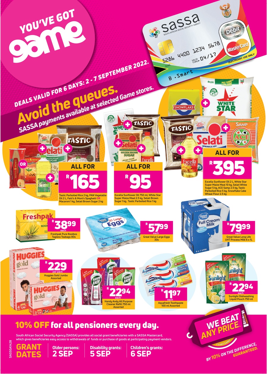 Game : Avoid The Queues SASSA Payments (02 September - 07 September ...