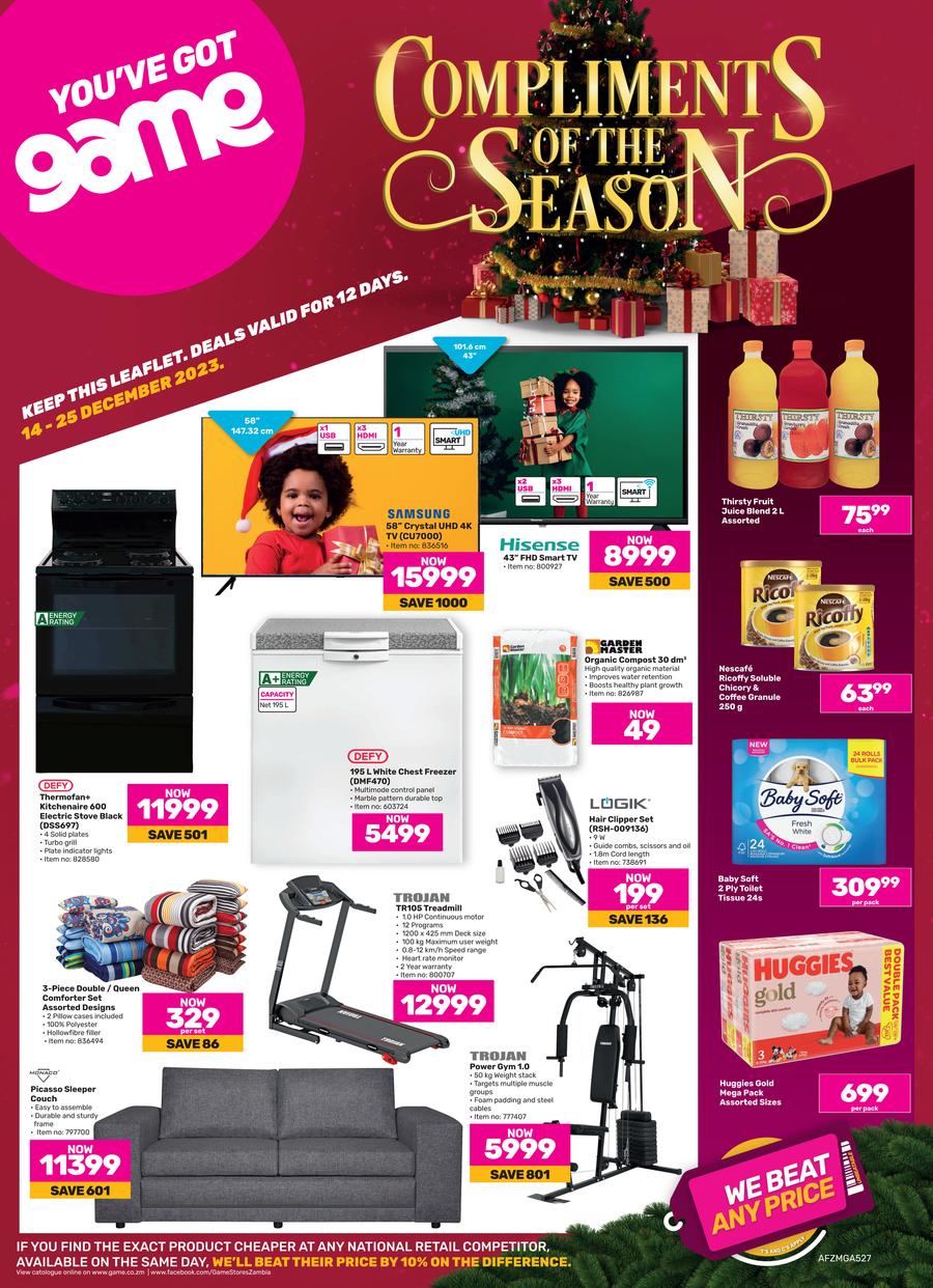 Game Zambia : Compliments Of The Season (14 December - 25 December 2023 ...