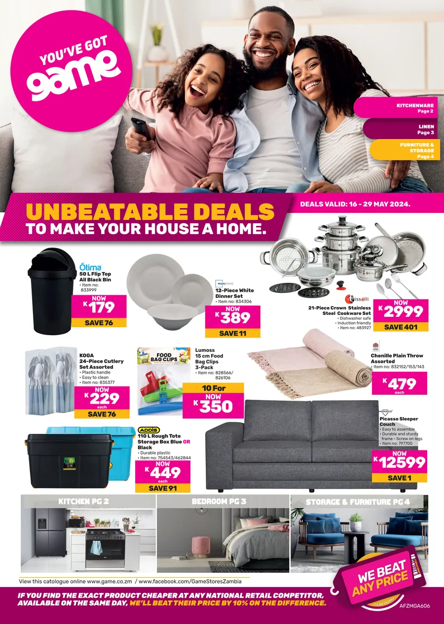 Game Zambia : Unbeatable Deals To Make Your House A Home (16 May - 29 ...