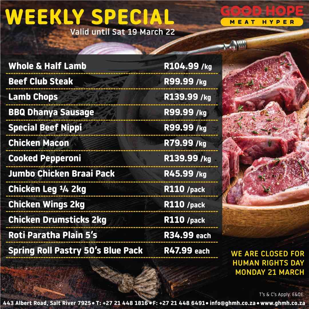 Good Hope Meat Hyper : Specials (16 March - 19 March 2022) — www.guzzle ...