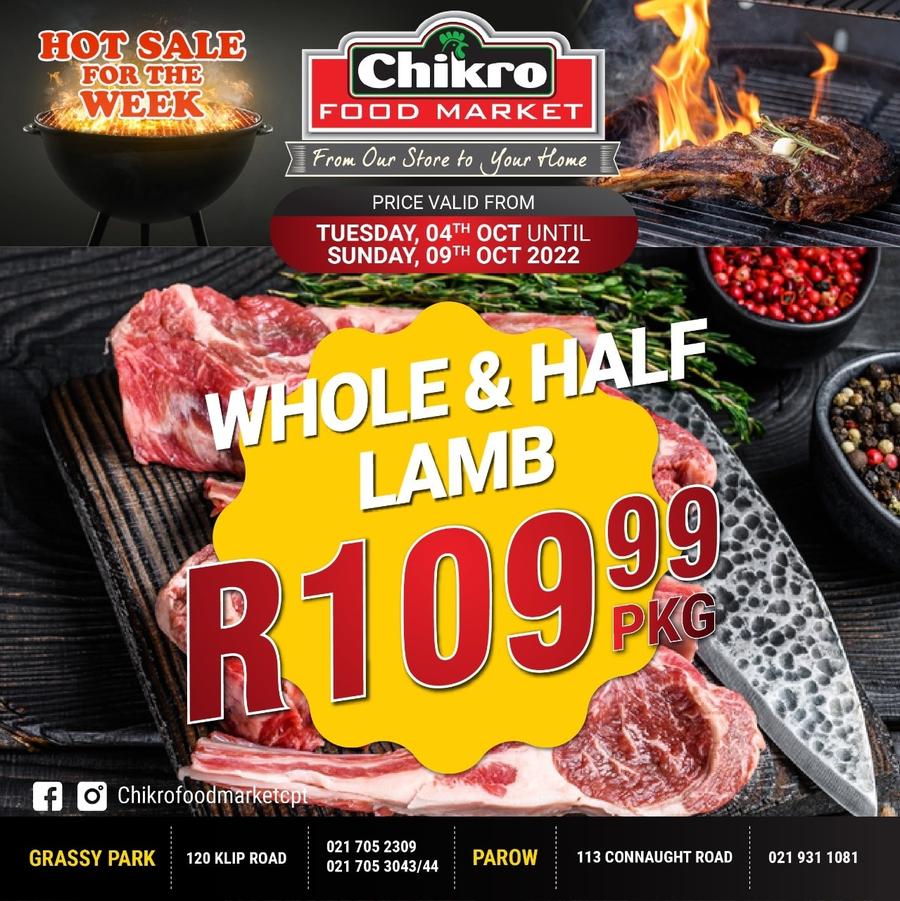 Chikro Food Market Grassy Park & Parow : Whole & Half Lamb (4 October ...