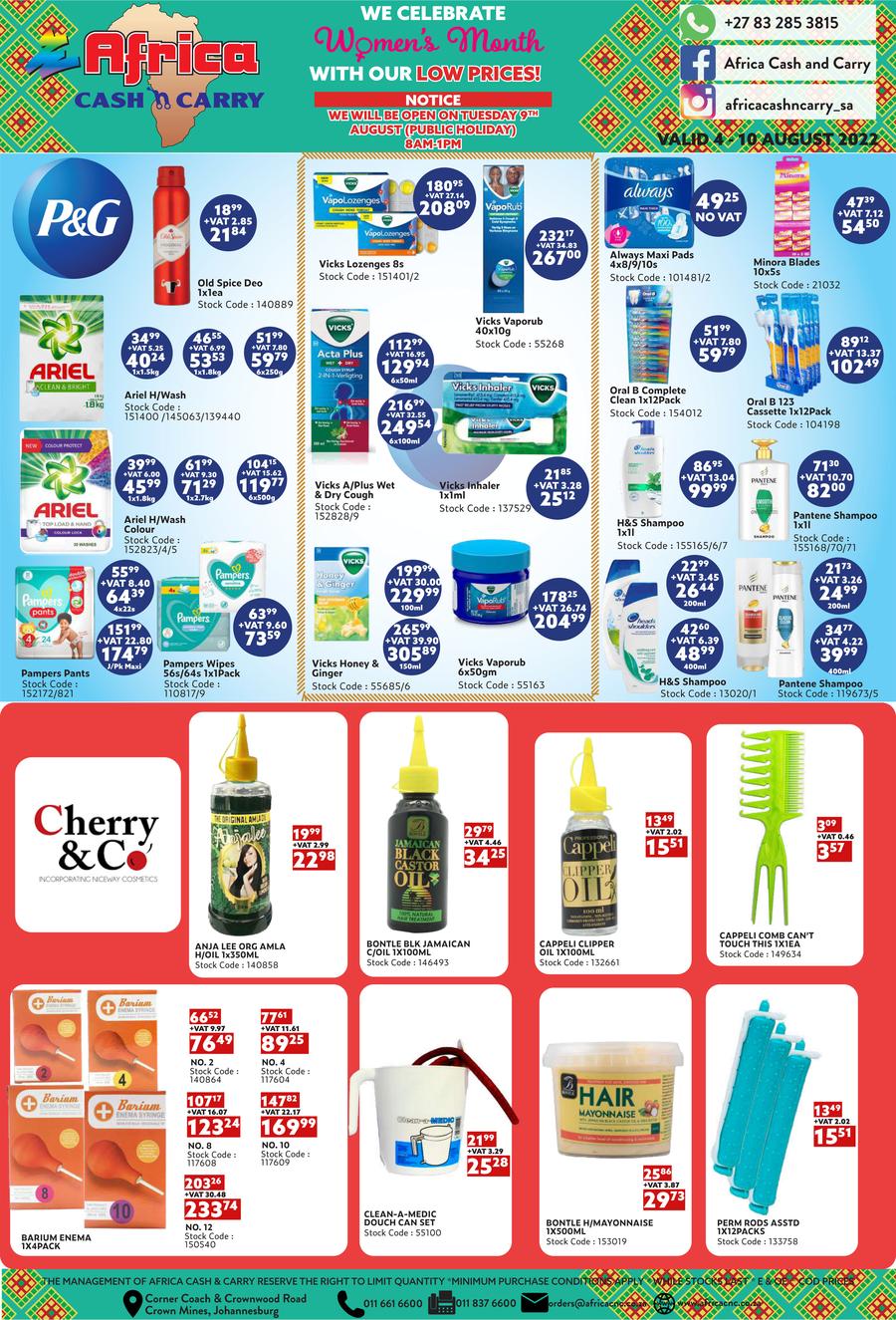 Africa Cash And Carry : We Celebrate Women's Month With Low Prices (4 August - 10 August 2022 ...