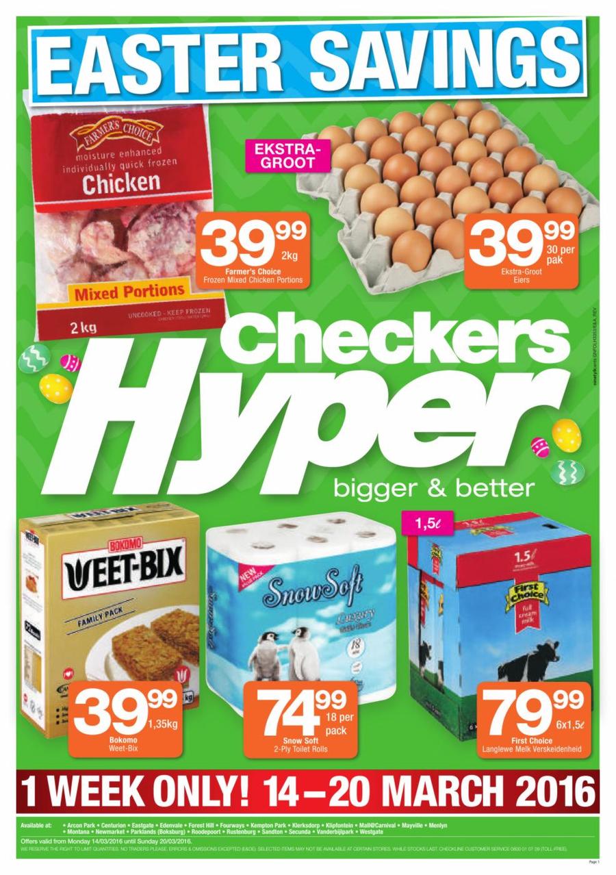 Checkers Hyper Gauteng : Easter (14 Mar - 20 Mar 2016) — m.guzzle.co.za