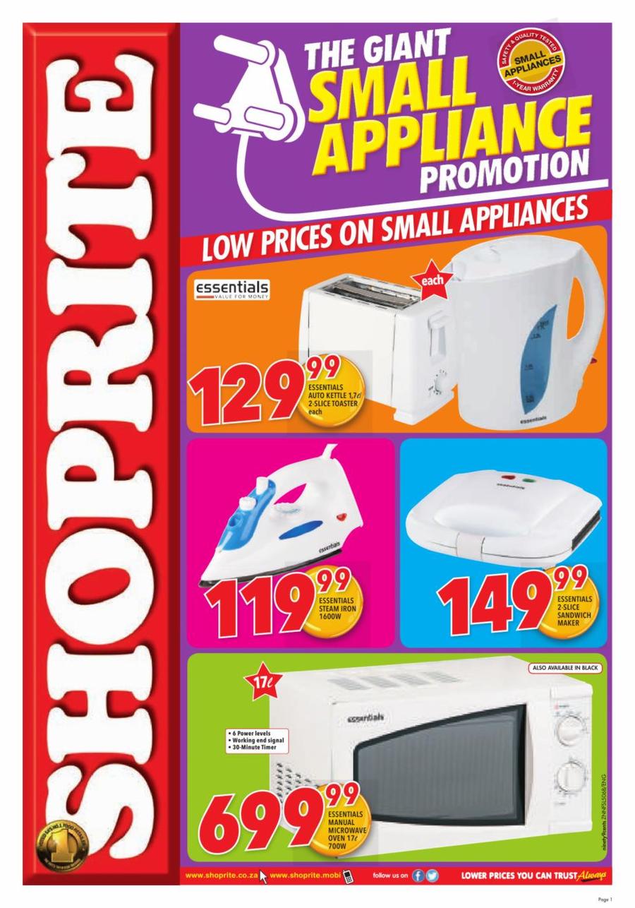 Shoprite KZN : Small Appliance (22 Aug - 04 Sep 2016) — m.guzzle.co.za