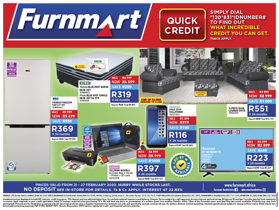 Furnmart : Furntastic Savings (21 Feb - 27 Feb 2020) — m.guzzle.co.za