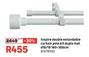 Special Inspire Double Extendable Curtain Pole Kit Duplo Mat D16/19 160 ...