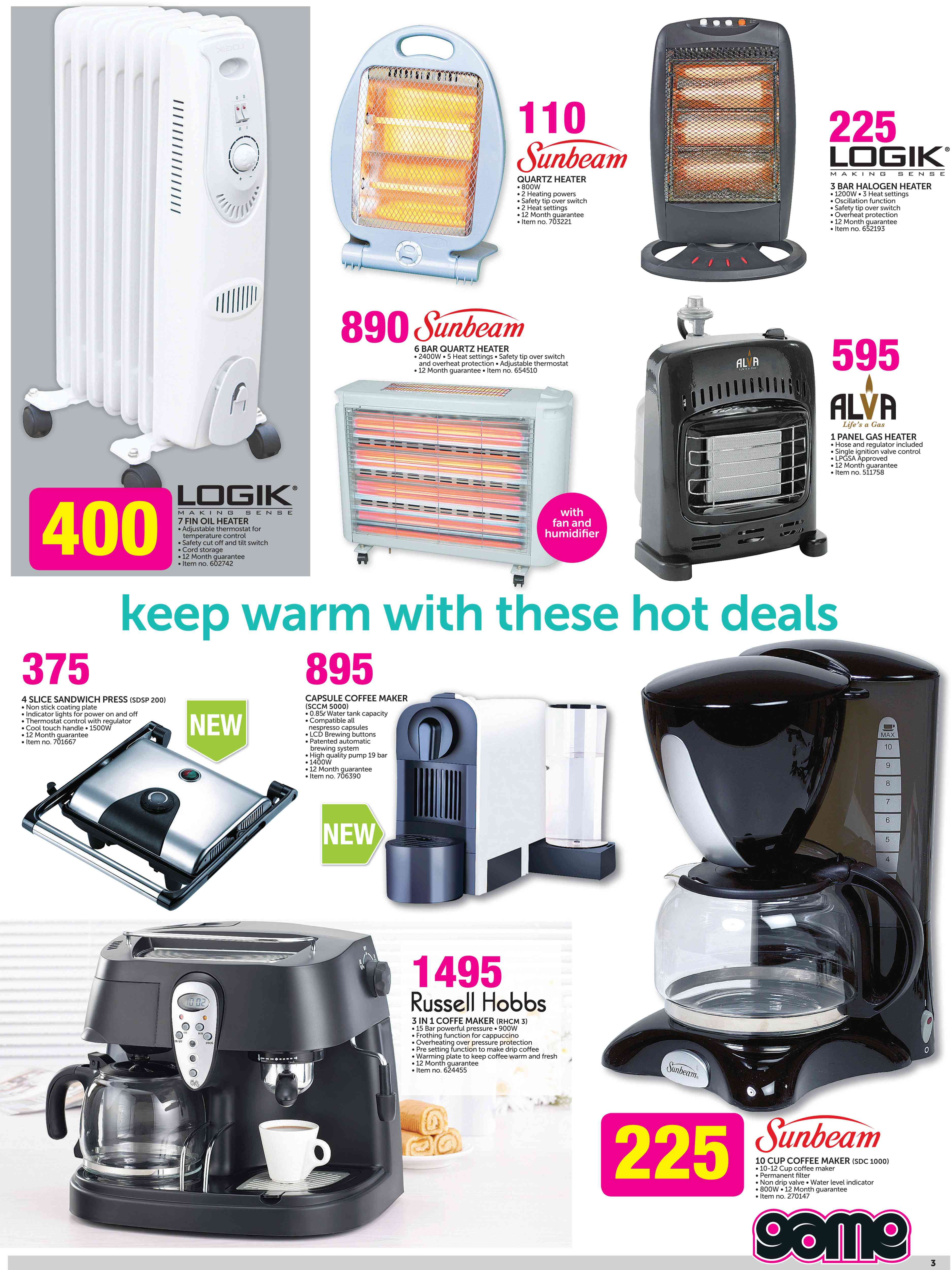 Special Sunbeam 6 Bar Quartz Heater — www.guzzle.co.za