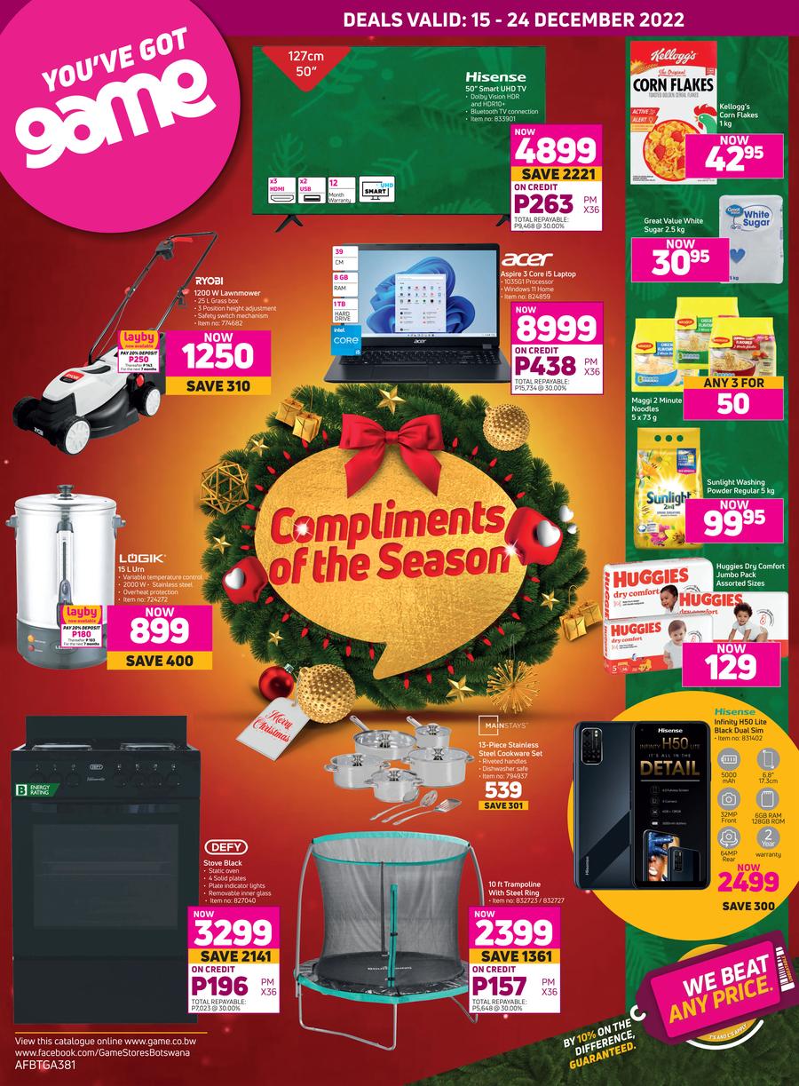 Game Botswana : Compliments Of The Season (15 December - 24 December ...