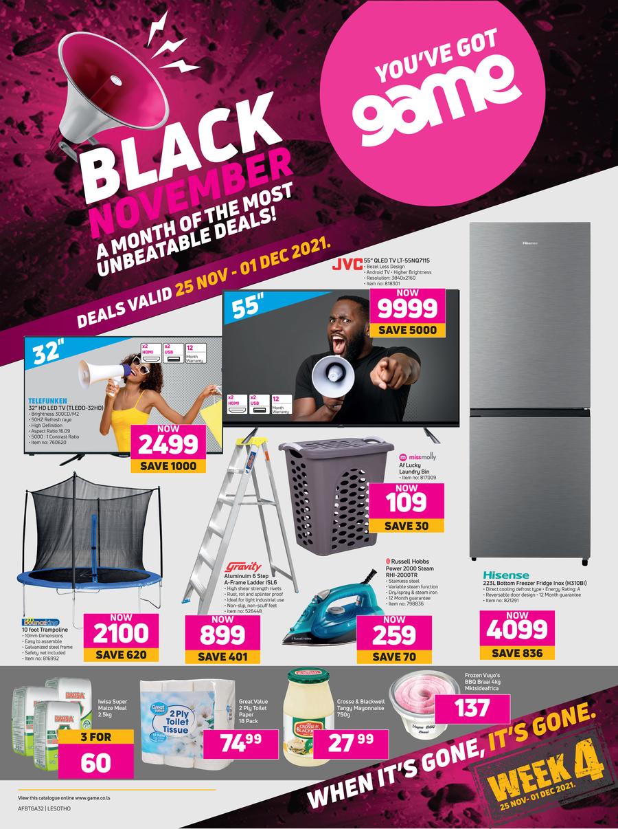 Game Lesotho : Black November Week 4 (25 November - 1 December 2021 ...