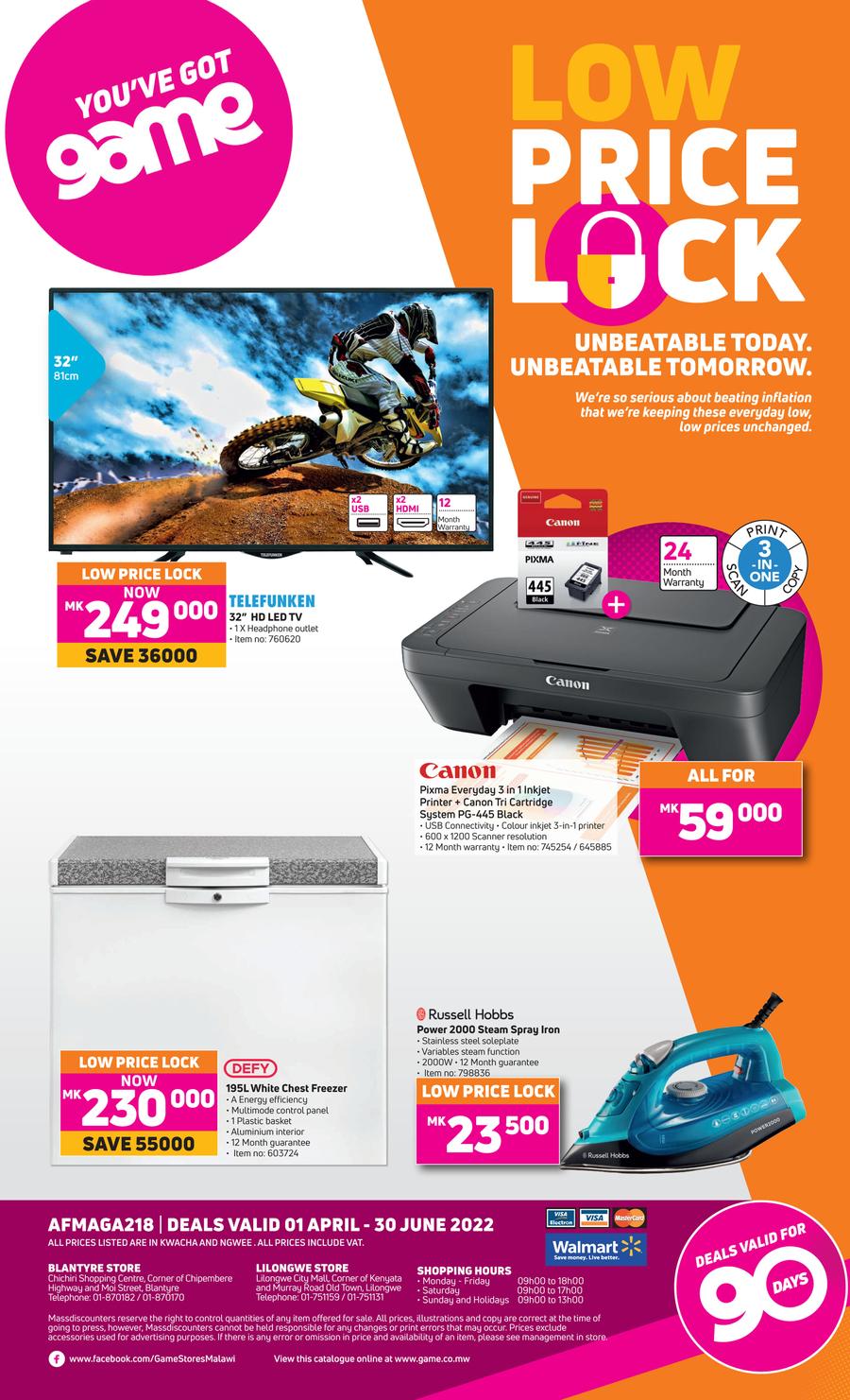Game Malawi : Low Price Lock (1 April - 30 June 2022) — m.guzzle.co.za