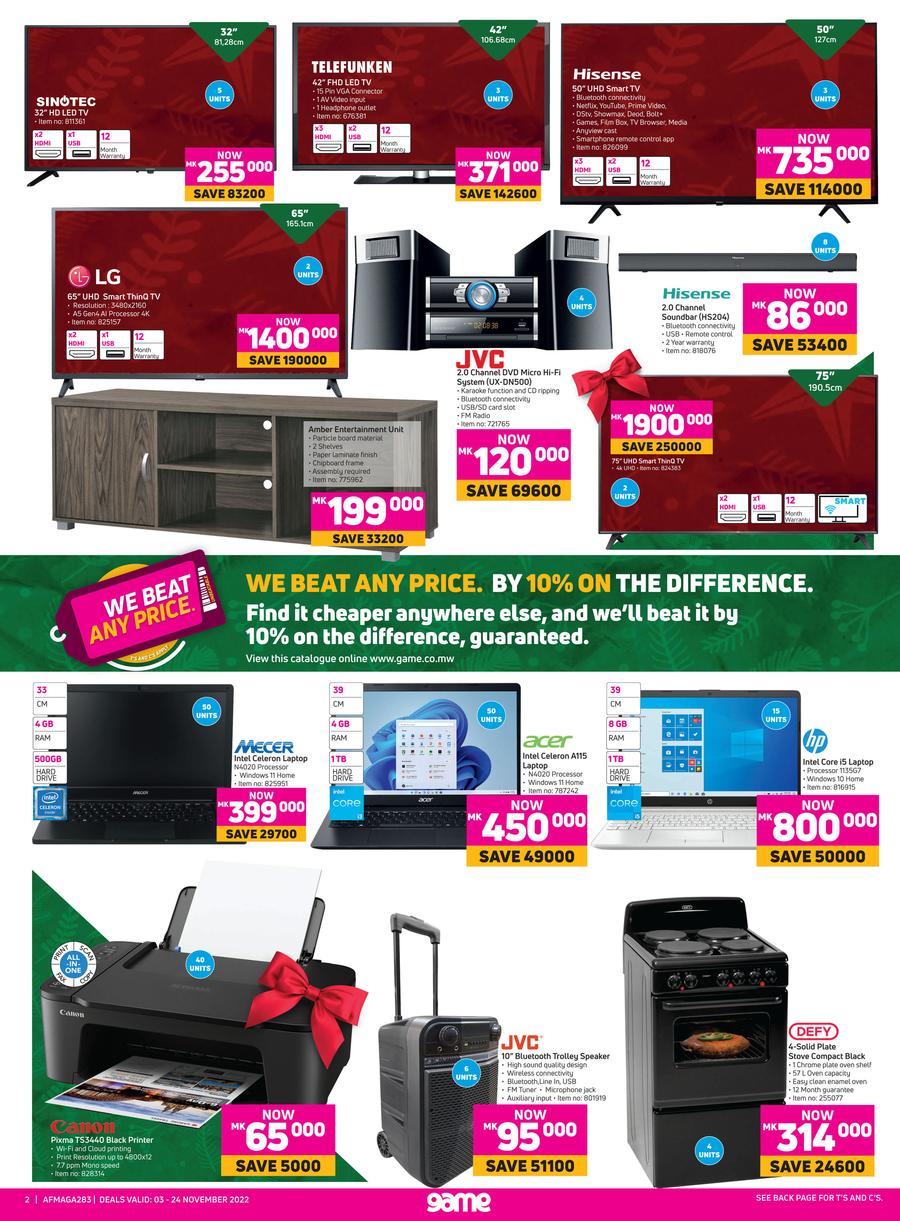 Game Malawi : Compliments Of The Season (3 November - 24 November 2022 ...