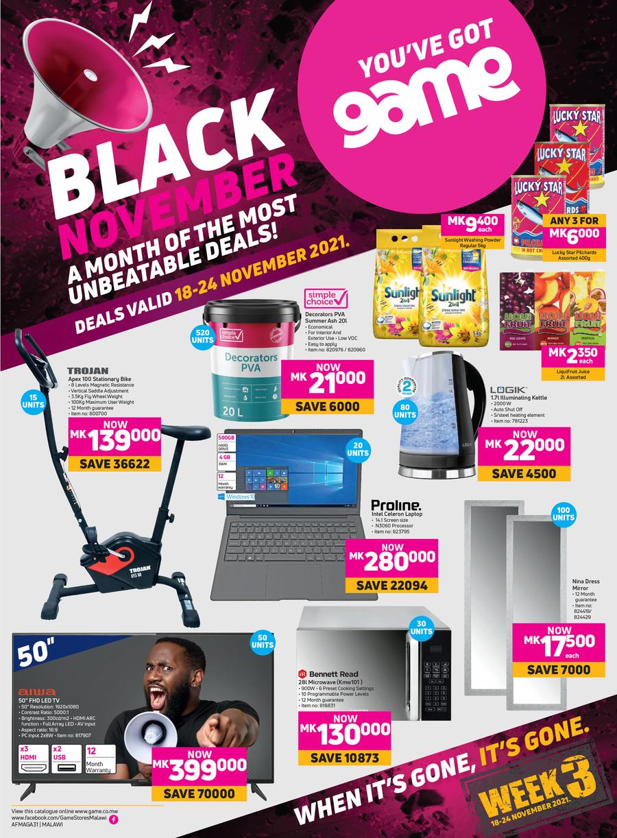 Game Malawi : Black November Week 3 (18 November - 24 November 2021 ...