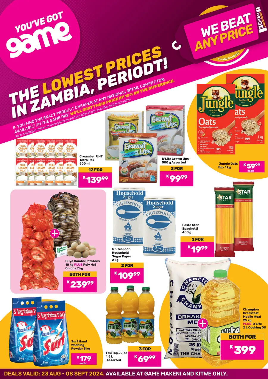 Game Zambia : We Beat Any Price (23 August - 08 September 2024) — m ...