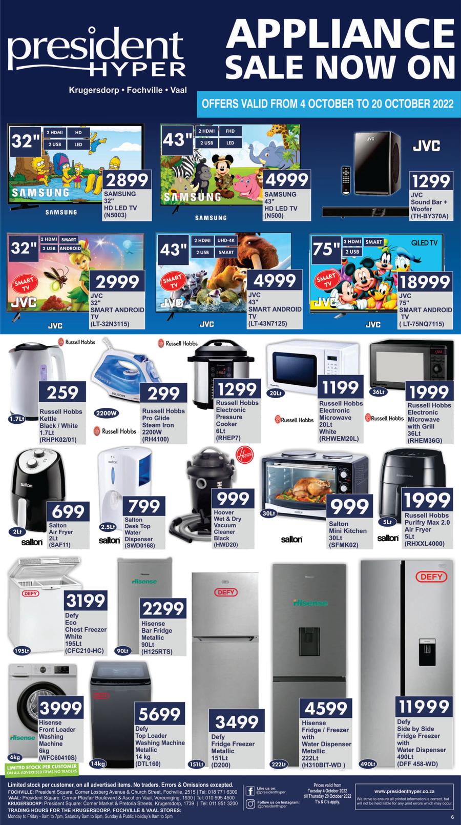 President Hyper : Appliance Sale Now On (4 October - 20 October 2022 ...