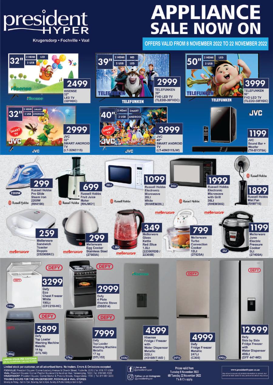 President Hyper : Appliance Sale Now On (8 November - 22 November 2022 ...