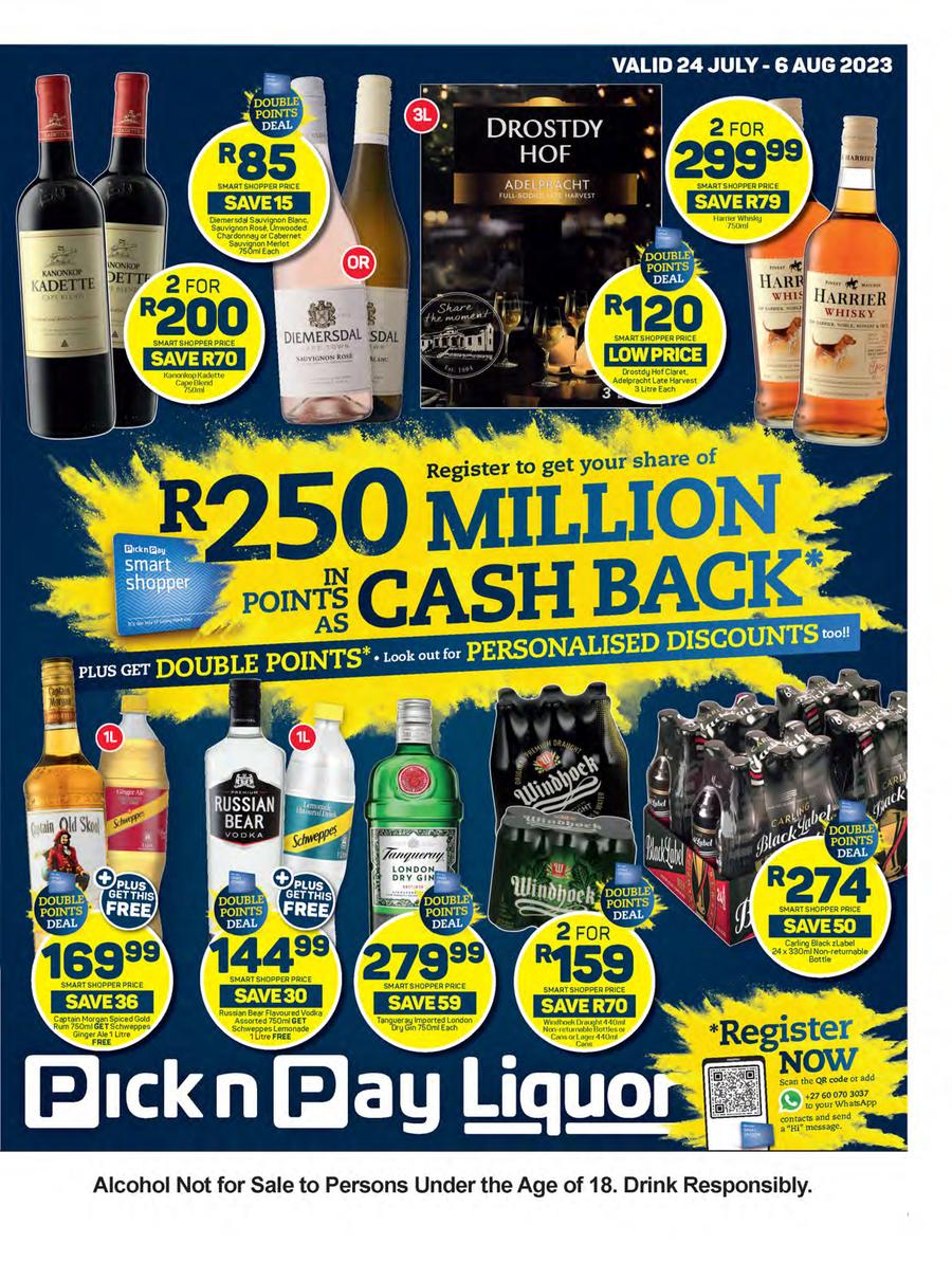Pick n Pay Liquor : Cash Back (24 July - 06 August 2023) — m.guzzle.co.za