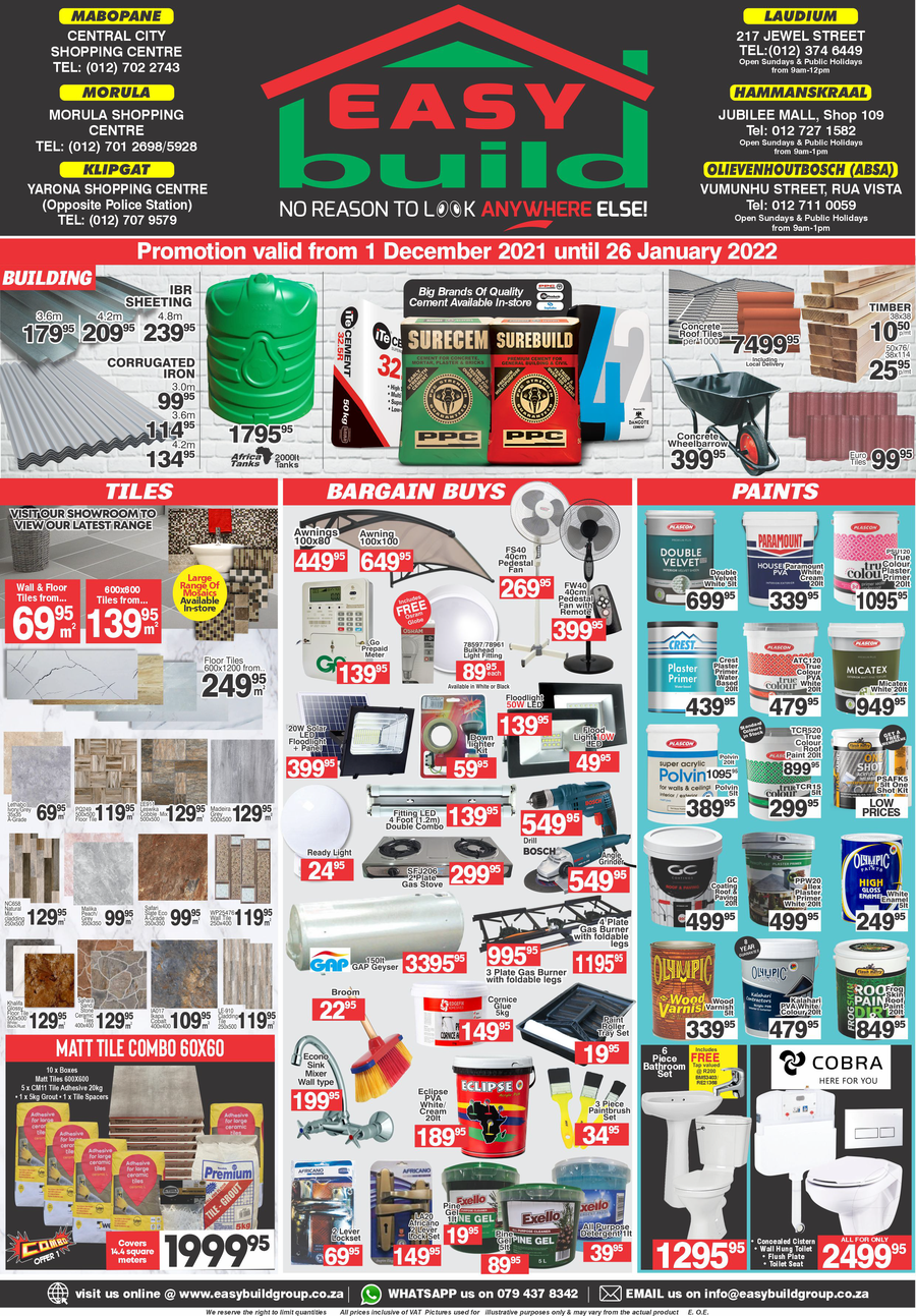 Easy Build (01 December - 26 January 2022) — m.guzzle.co.za