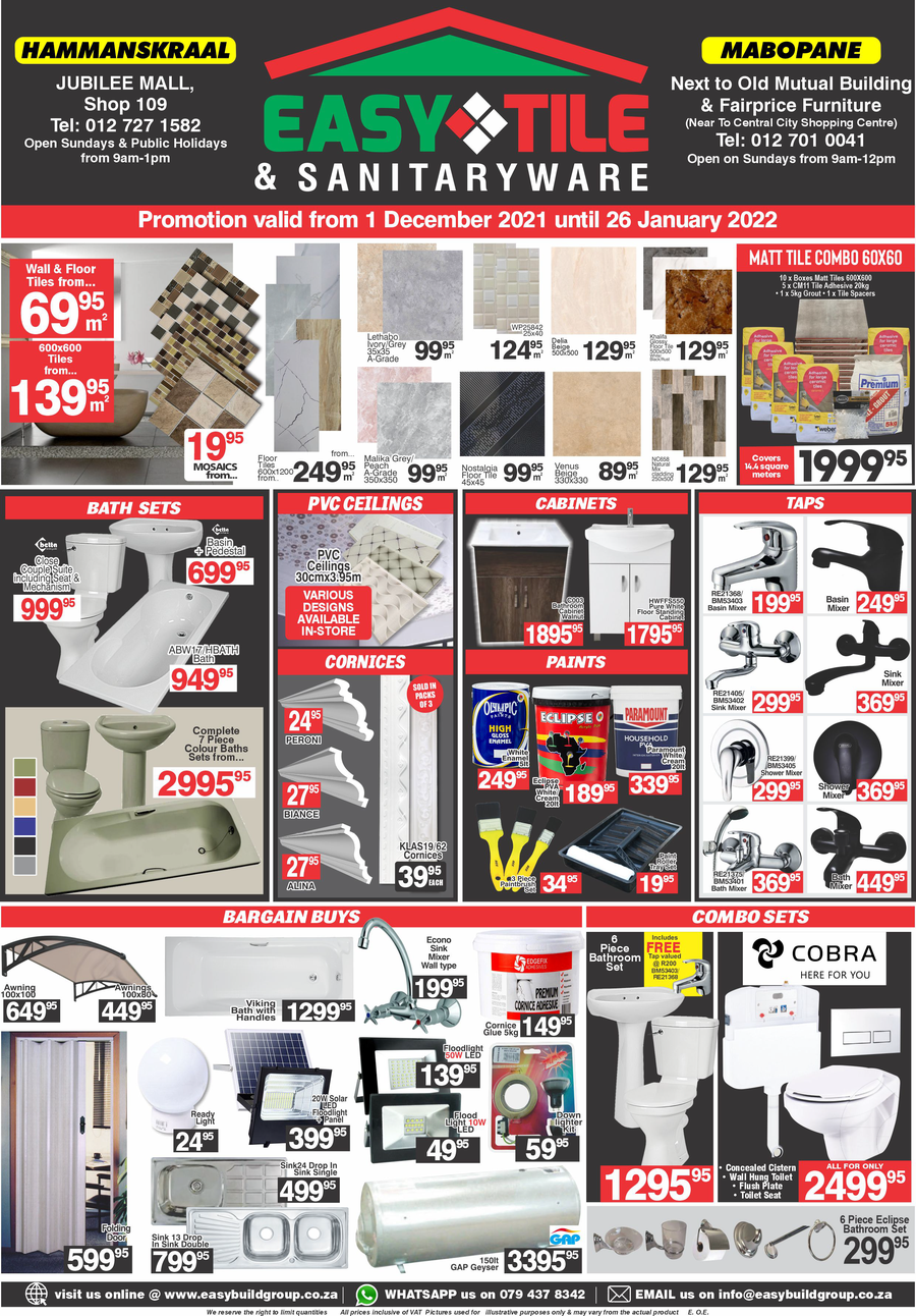 Easy Tile (01 December - 26 January 2022) — m.guzzle.co.za