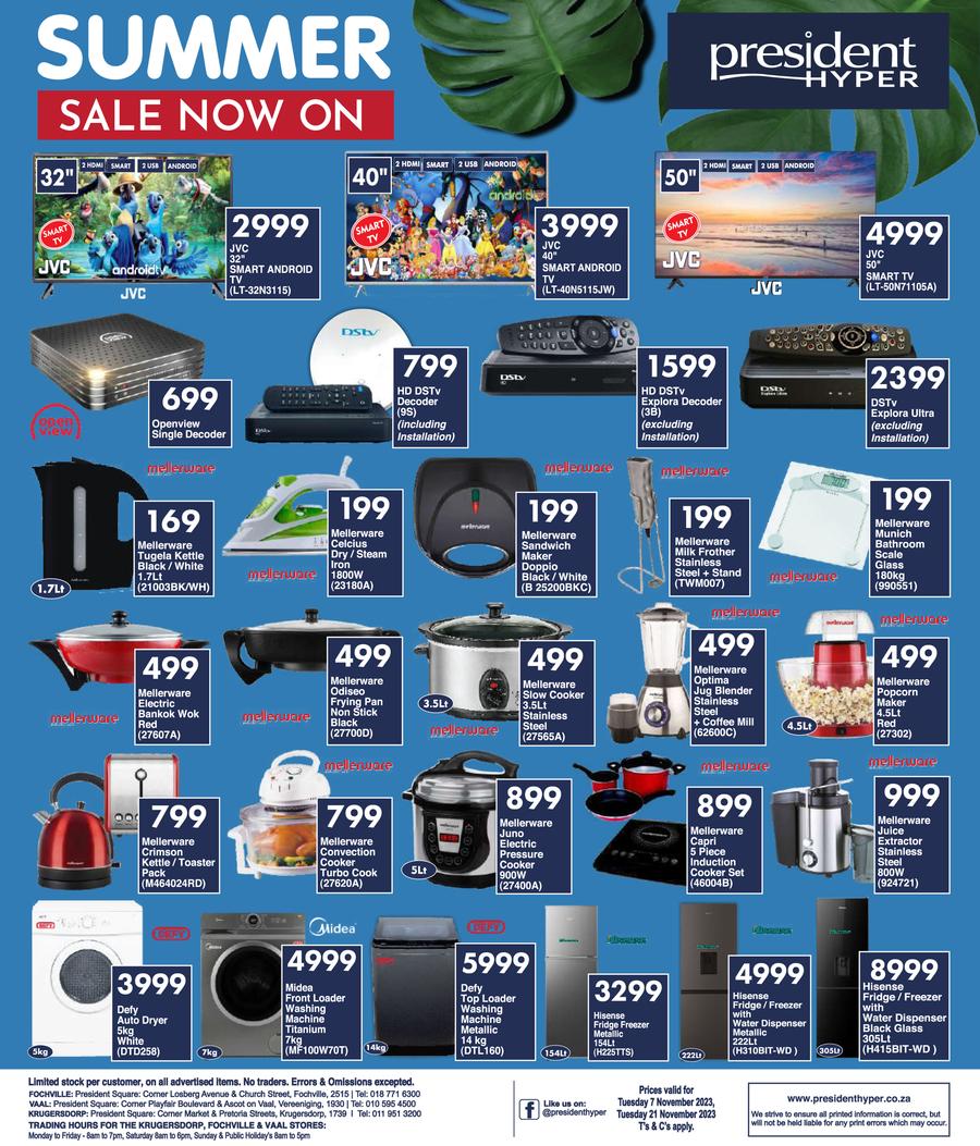 President Hyper : Summer Sale Appliances (07 November - 21 November ...