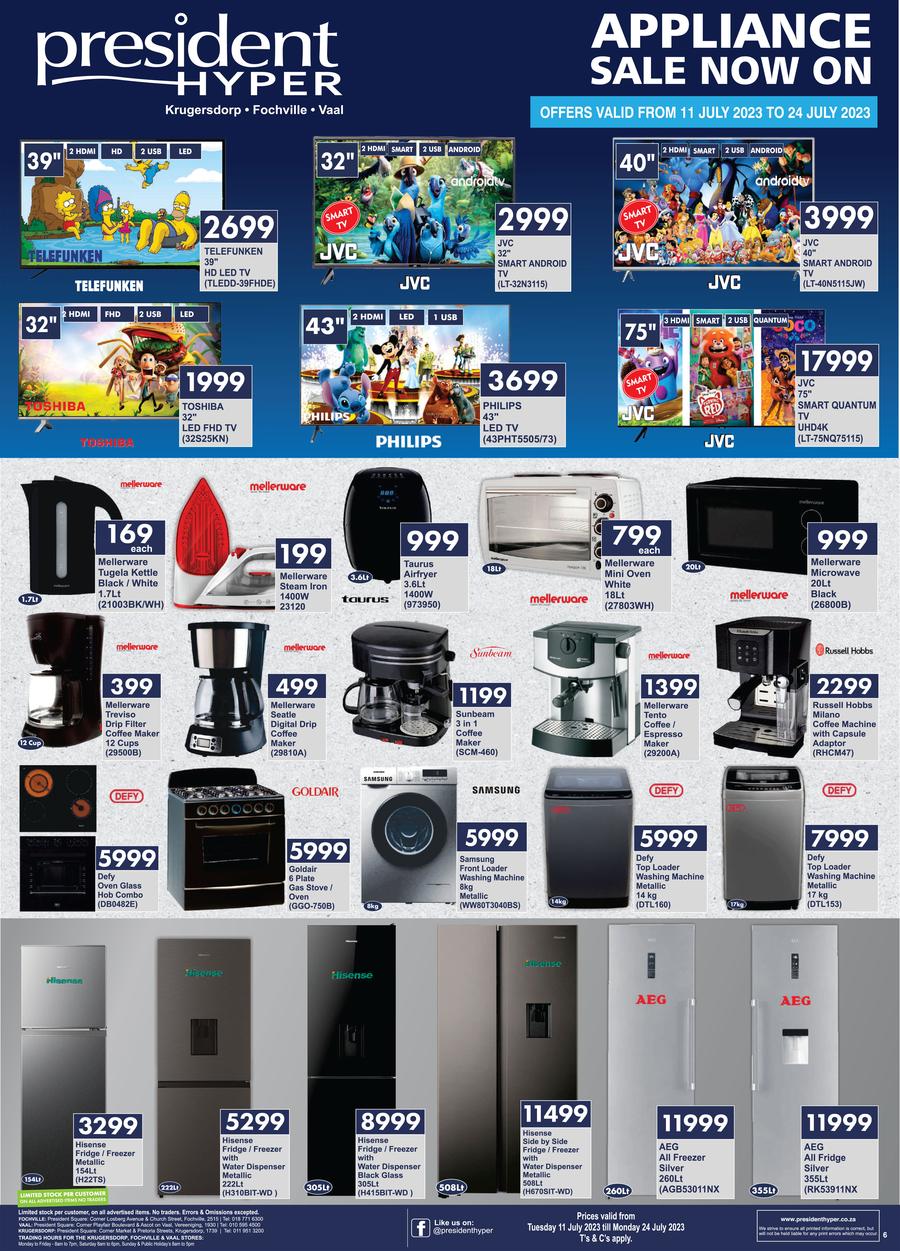 President Hyper : Appliances (11 July - 24 July 2023) — m.guzzle.co.za