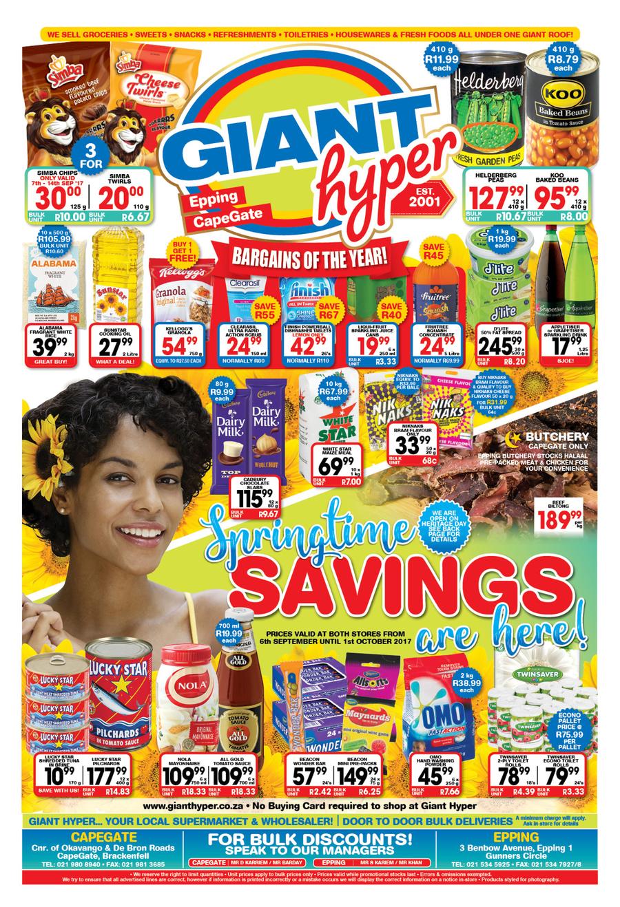 Giant Hyper : Spring Time Savings (06 Sep - 01 Oct 2017) — m.guzzle.co.za