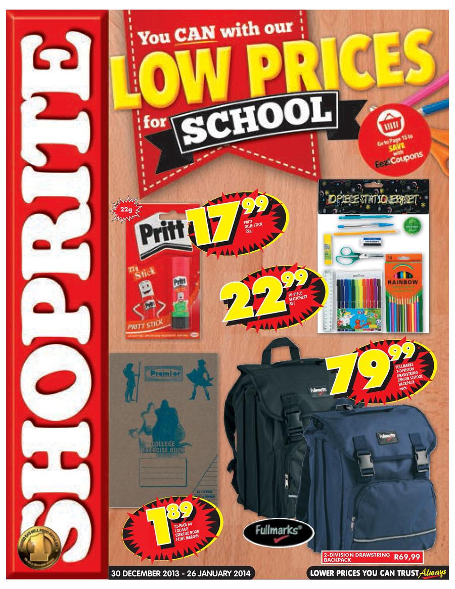 Shoprite : Low Prices For School (30 Dec - 26 Jan 2014) — m.guzzle.co.za