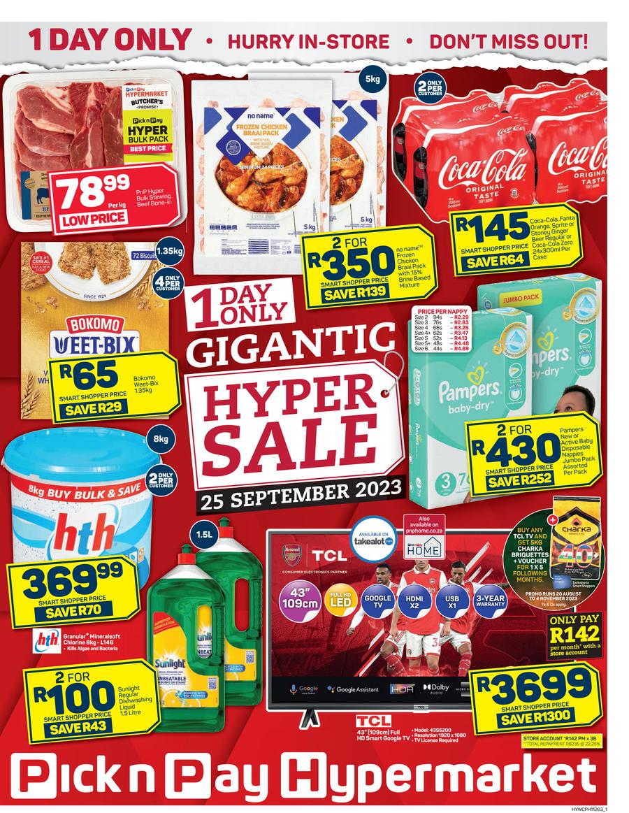Pick n Pay Hypermarket Western Cape : Gigantic 1 Day Sale (25 September ...