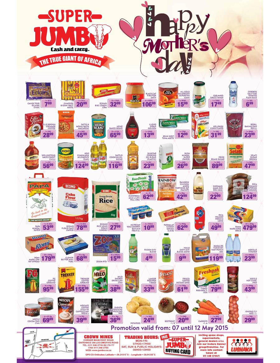 Jumbo Cash & Carry : Food (07 May -12 May 2015) — m.guzzle.co.za