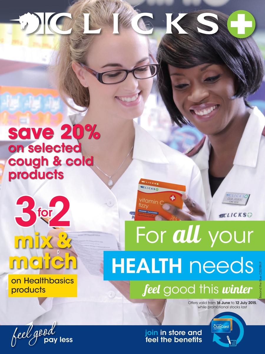Clicks : Health (16 Jun - 12 Jul 2015) — m.guzzle.co.za