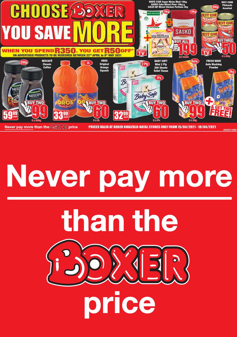 Boxer Super Store Kwazulu-Natal : Weekly Specials (15 April - 18 April ...