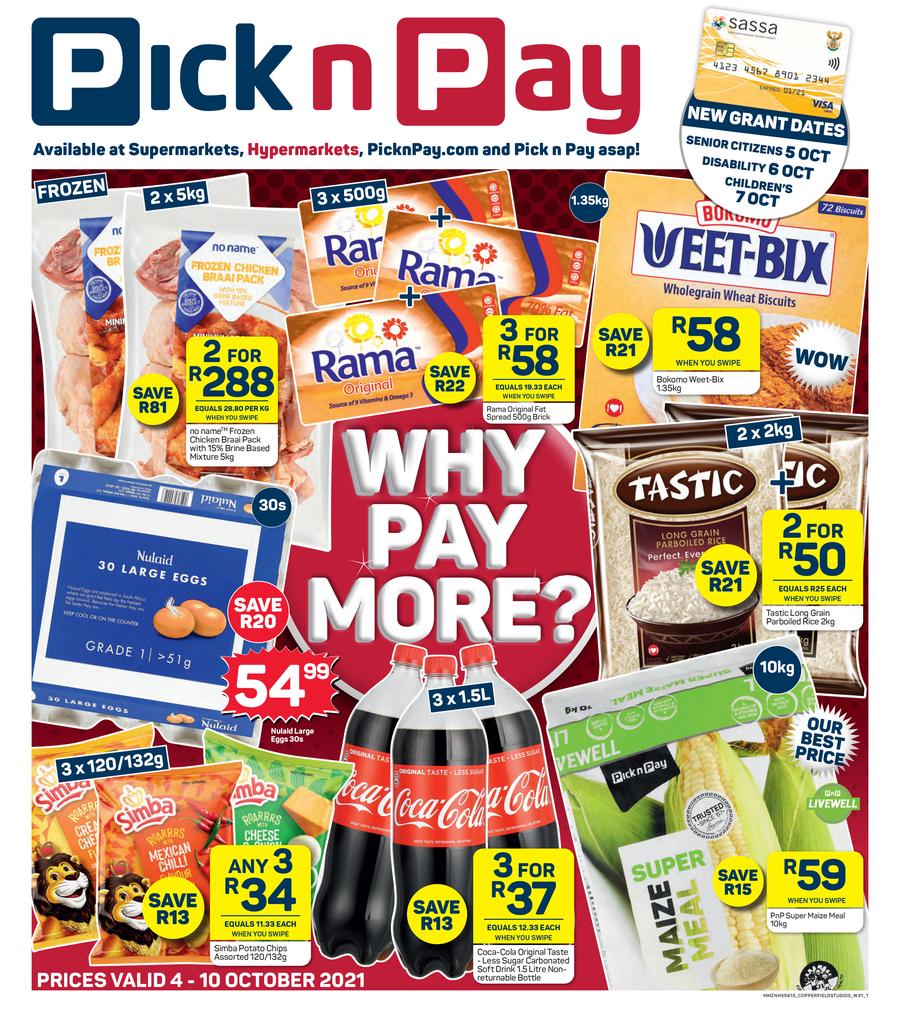 Pick n Pay Kwazulu-Natal : Why Pay More (04 October - 10 October 2021 ...