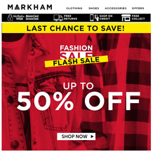 Markham : 50% Off Flash Sale (Request Valid Dates From Retailer) — www ...