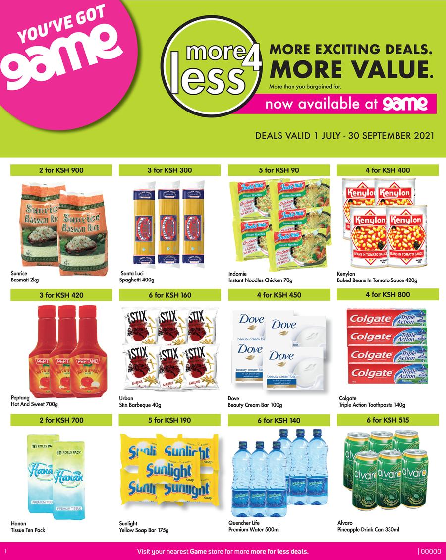 Game Kenya : More 4 Less (1 July - 30 September 2021) — m.guzzle.co.za