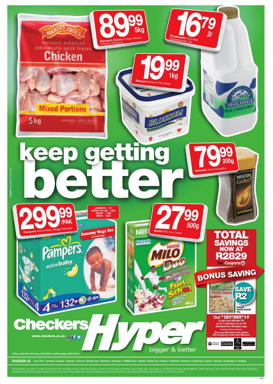 Checkers Gauteng : Checkers Hyper Specials ( 24 Mar - 06 Apr 2014 ) — m ...